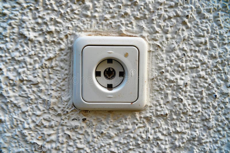 Weathered Outdoor Power Outlet on Textured Wall Stock Illustration ...