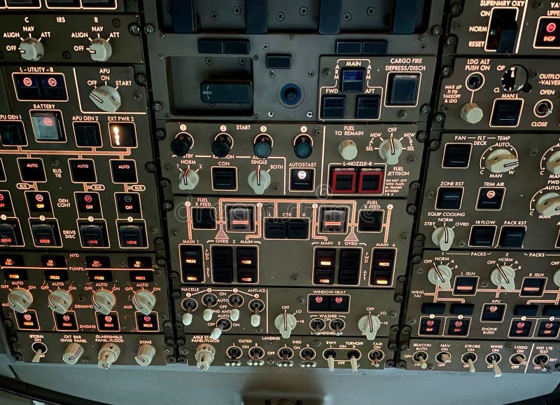 Closeup of an Airplane Control Panel Stock Image - Image of autopilot ...