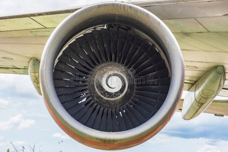 Closeup of an Airplane Turbine Front View at Thailand Stock Photo ...