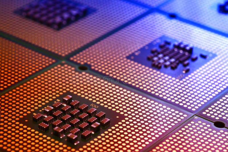Closeup of Aligned CPU Computer Processor. Background Stock Image ...