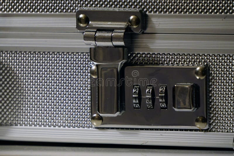 Closeup of an Aluminum Attache Case Lock Placed on a White Surface ...