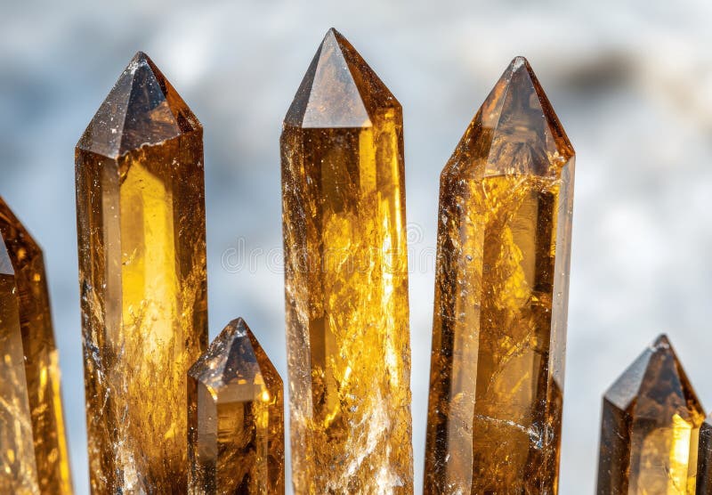 Closeup of Amber-colored Quartz Crystals Stock Illustration ...