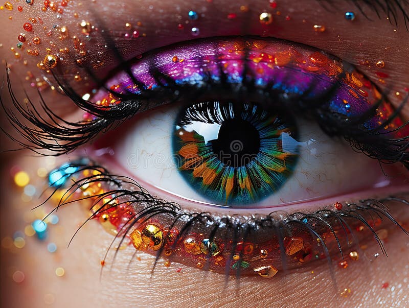 Closeup of Amber Eye with Rainbow Reflection - AI Generated Stock ...