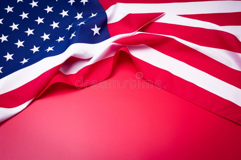 Closeup of American Flag on Red Background. Stock Image - Image of ...