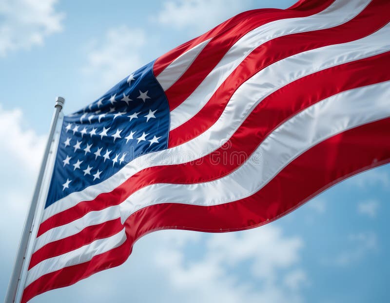 Closeup American Flag Wave stock illustration. Illustration of flag ...