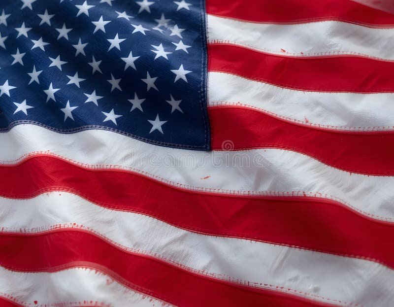 Closeup American Flag Wave stock illustration. Illustration of memorial ...