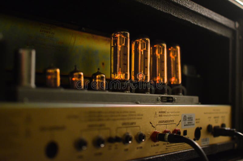 Closeup of Amp Tube on an Electronic Amplifier Under the Lights Stock ...