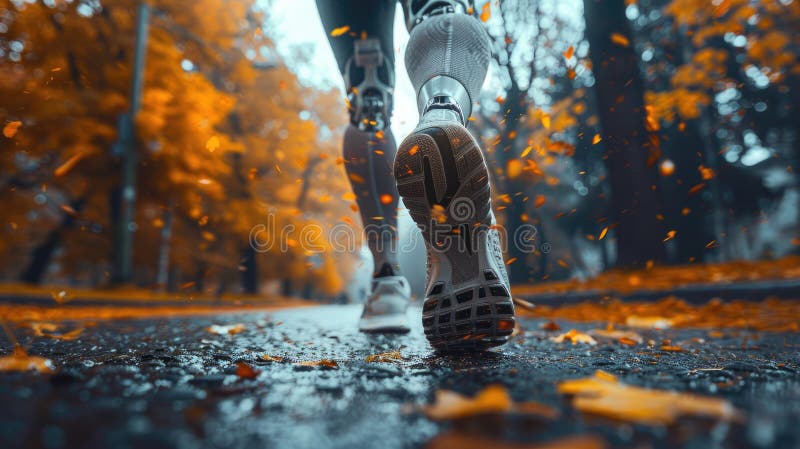 A Closeup of an Amputee Runner S Leg with Bionic Prosthetic, Showcasing ...