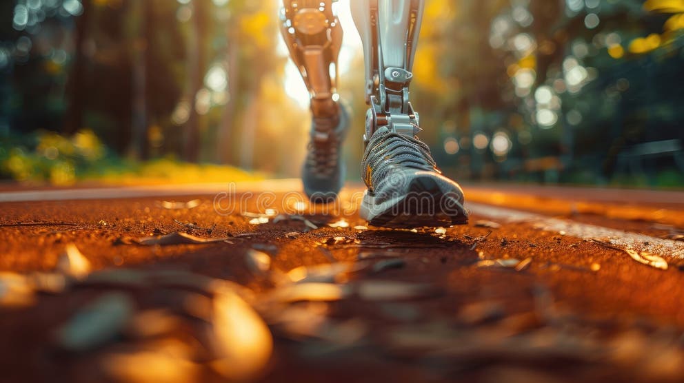 A Closeup of an Amputee Runner S Leg with Bionic Prosthetic, Showcasing ...