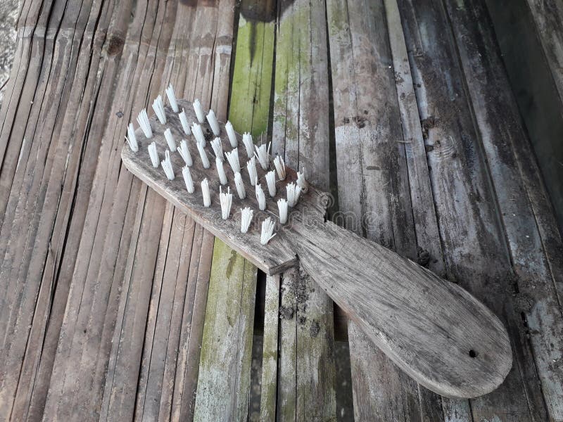 Closeup of an Ancient Brush on a Bamboo Background Stock Photo - Image ...