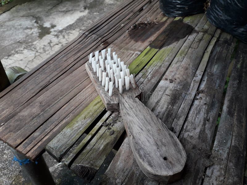 Closeup of an Ancient Brush on a Bamboo Background Stock Image - Image ...