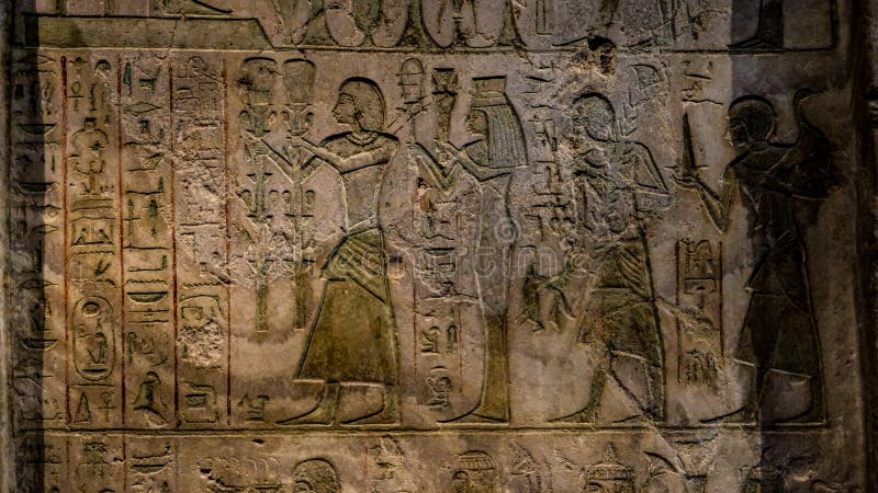 Closeup of an Ancient Egyptian Carvings on an Old Stone Editorial ...