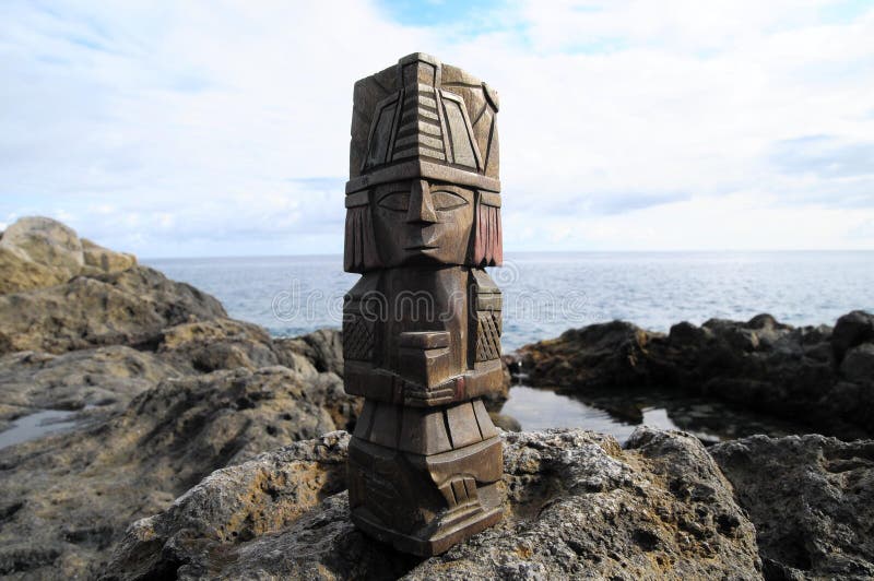 Closeup of an Ancient Maya Statue Standing on the Rock in Front of the ...