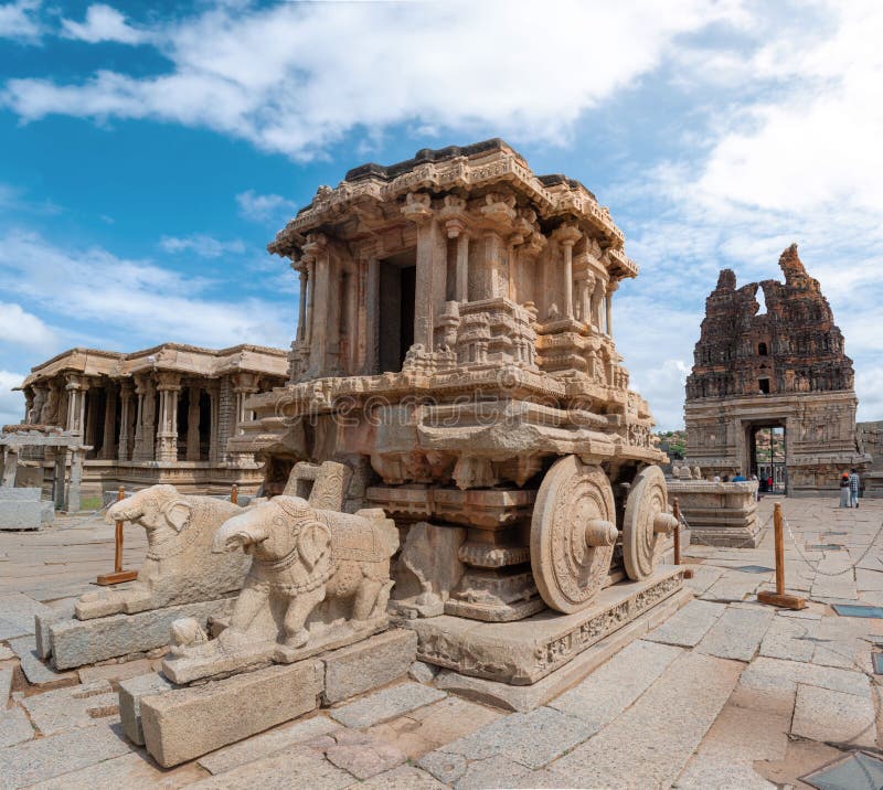Closeup of the Ancient Ruins of Hampi with a Bright Sky Background ...