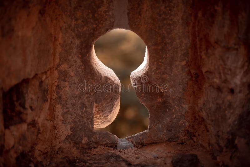 Closeup of an Ancient Stone Wall with a Keyhole Stock Photo - Image of ...