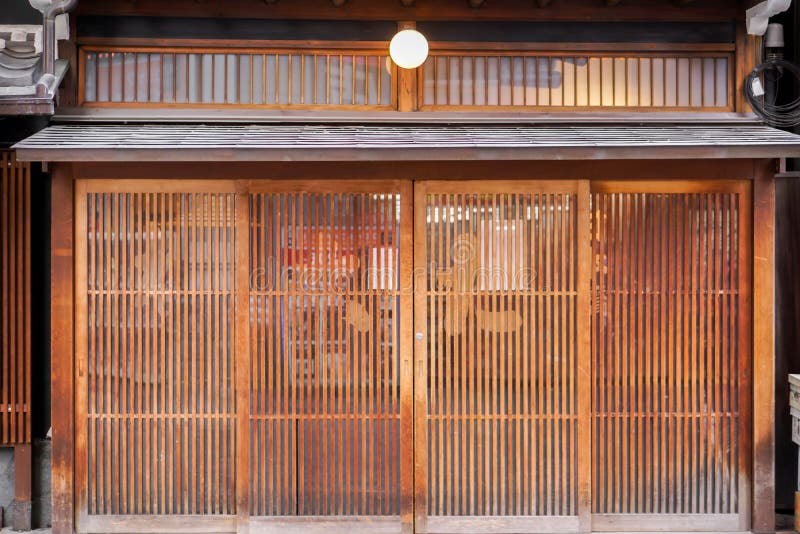 Ancient Wooden Doors of Small Japanese Restaurant Stock Image - Image ...