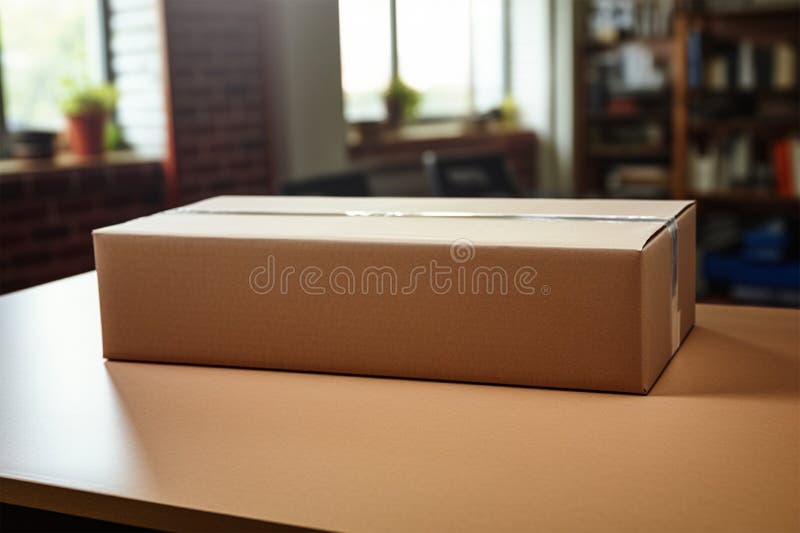 Closeup Angle of Cardboard on the Table with Hands Unboxing Package ...