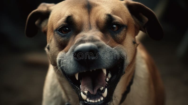 Closeup Angry Aggressive Dog Growling and Shows Teeth Stock ...