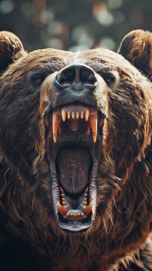Closeup of a Angry Bear Showing Its Strength and Fangs Stock ...