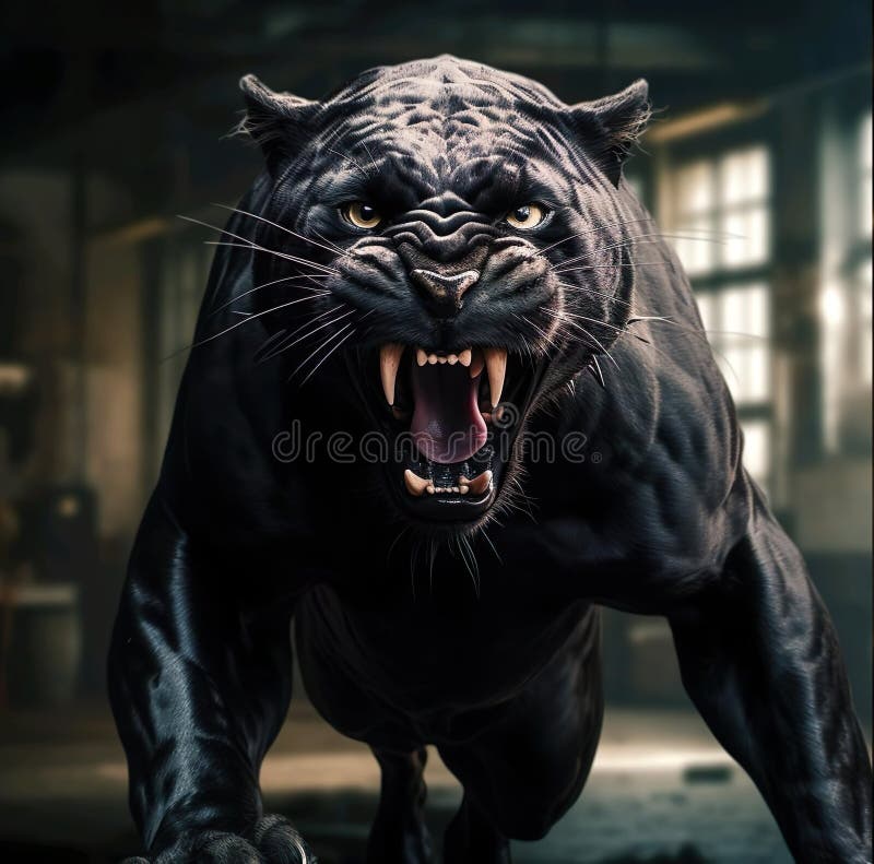 Closeup of Angry Black Panther Stock Illustration - Illustration of design, panther: 292237788