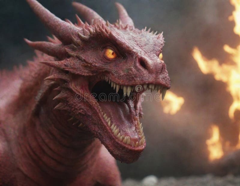 Closeup angry dragon face. stock illustration. Illustration of animal ...