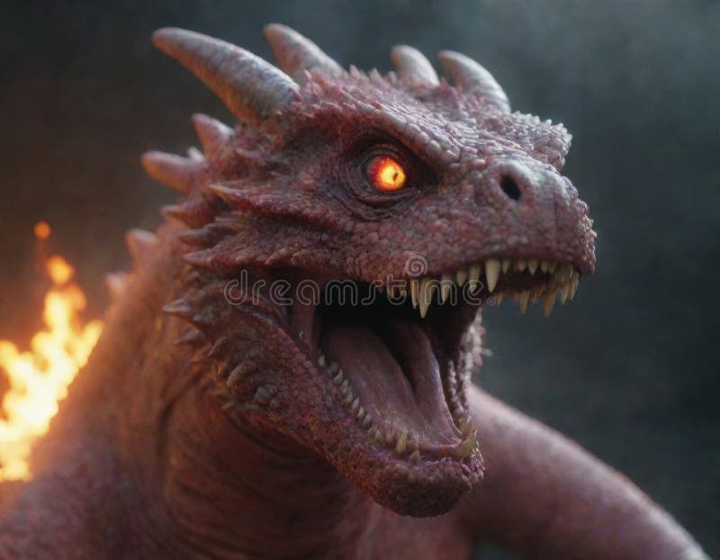 Closeup angry dragon face. stock illustration. Illustration of face ...