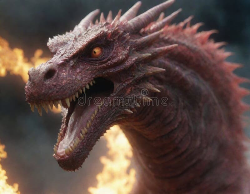 Closeup angry dragon face. stock illustration. Illustration of dragon ...