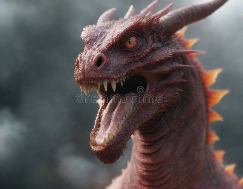 Closeup angry dragon face. stock illustration. Illustration of ...