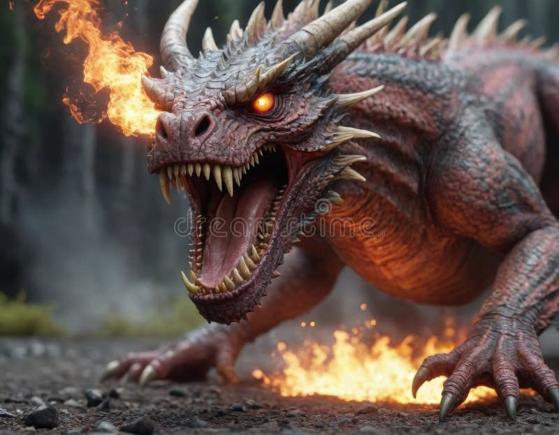 Closeup angry dragon face. stock illustration. Illustration of animal ...