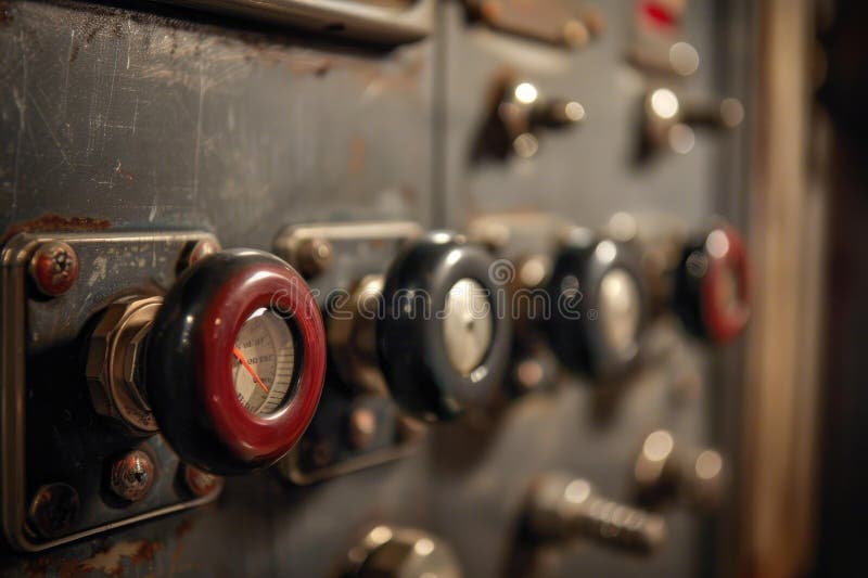 Vintage Electrical Panel with Gauges and Knobs Stock Image - Image of ...