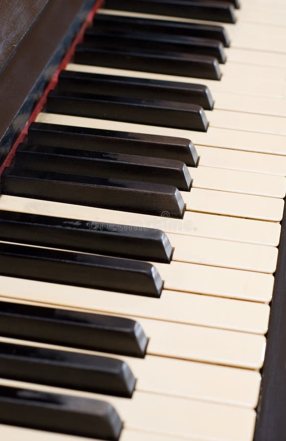 Closeup Antique Piano With Yellowish Old Keyboard Stock Photo - Image ...