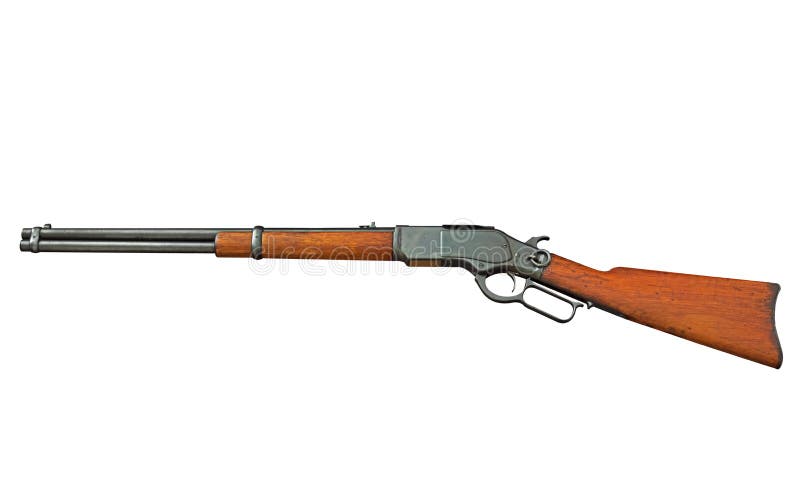 Closeup Antique Rifle on White Background, Clipping Path Stock Image ...
