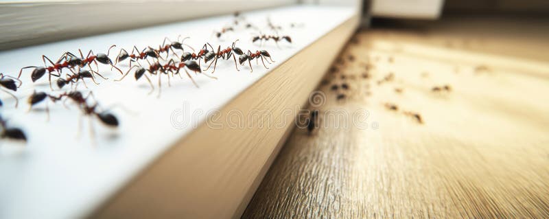 Closeup of Ants Inspecting Window Surface Stock Photo - Image of ...