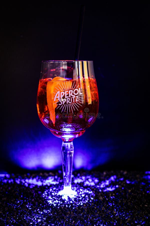 Aperol Spritz Aperitif Cocktail with Green Olive Stock Image - Image of ...