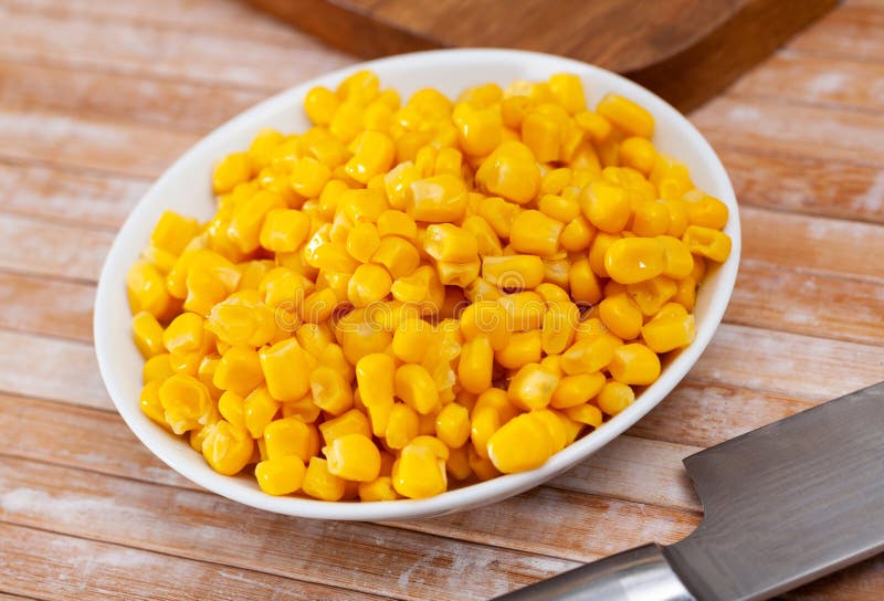 Closeup of Appetizing Boiled Corn on Plate Stock Image - Image of meal ...