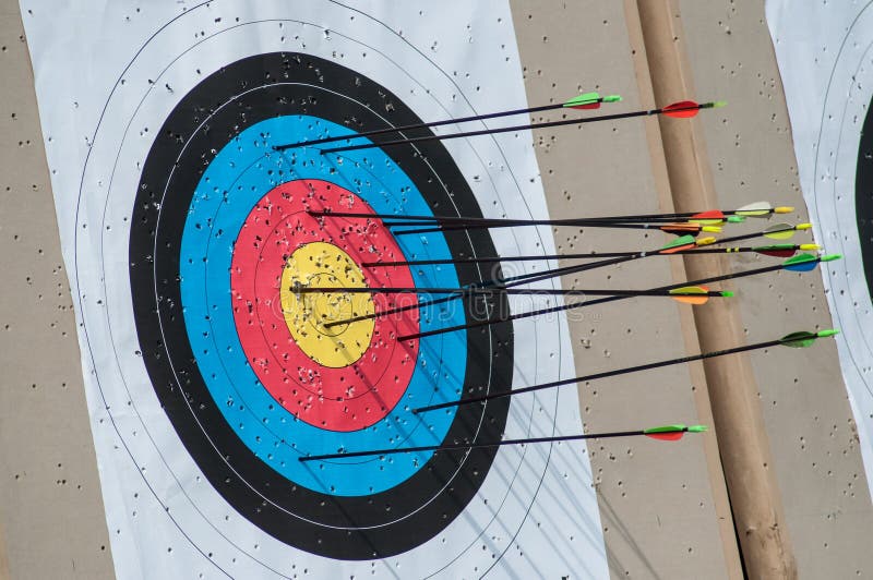 Archery Target with Arrows on it Stock Image - Image of arrows, circle ...