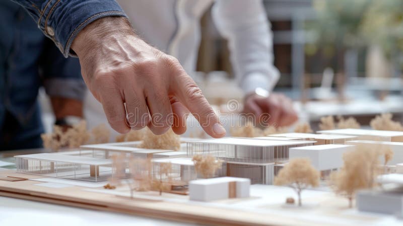 A Closeup of an Architects Hands Pointing To Specific Sections of the ...