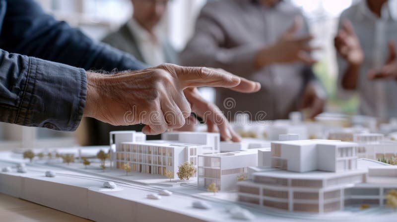 A Closeup of an Architects Hands Pointing To Specific Sections of the ...