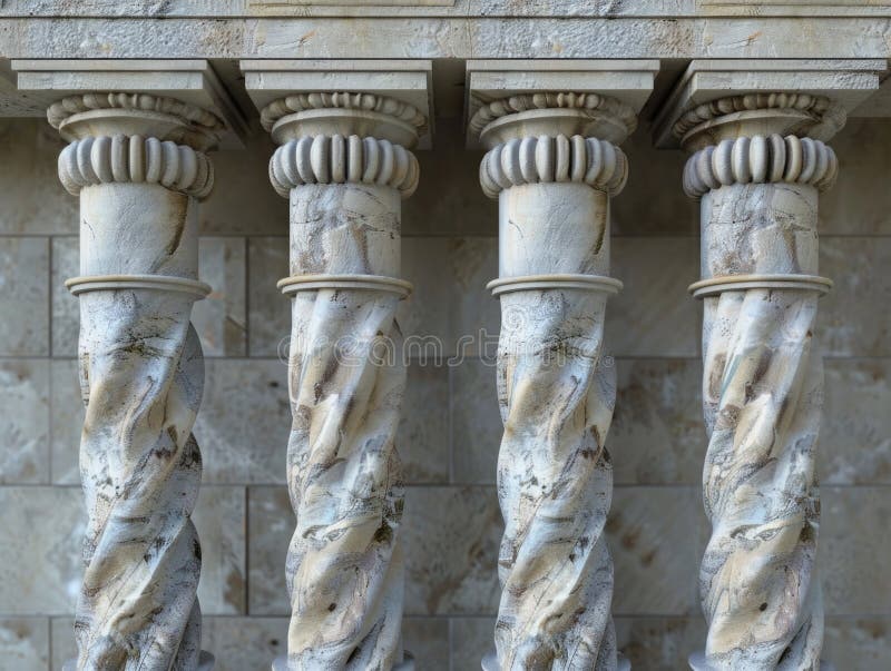 Closeup Architectural Details Featuring Columns and Clock Stock Photo ...