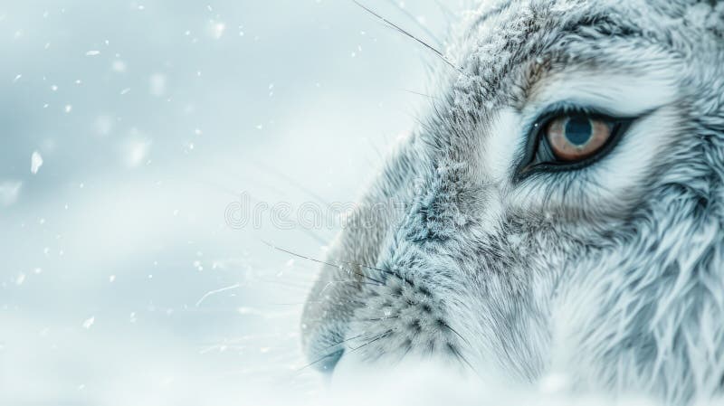 Closeup of an Arctic Hares Eye Squinting Against the Harsh Winds and ...