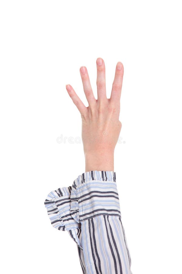 Closeup of Arm - Hand Making Number Four Sign. Stock Photo - Image of ...