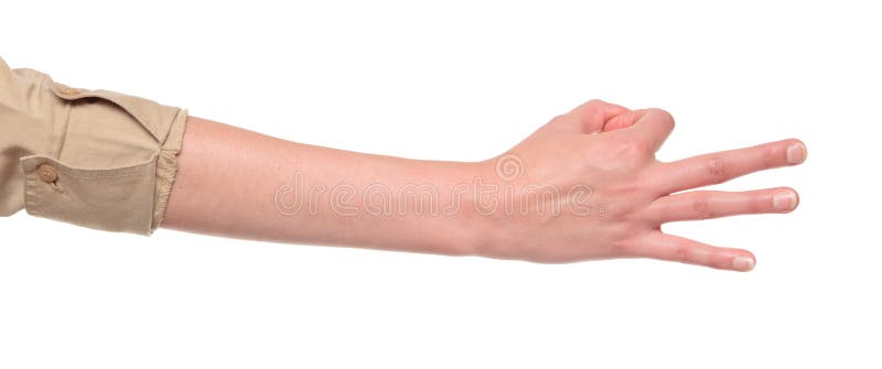 Closeup of Arm - Hand Making Number Five Sign. Stock Photo - Image of ...