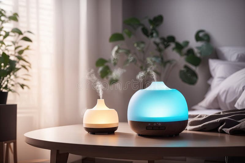 Closeup Aroma Oil Diffuser on Table. Ai Generative Stock Illustration ...