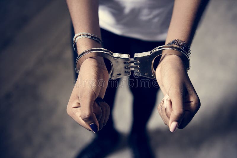 Closeup of Arrested Hands with Handcuffs Stock Image - Image of chain ...