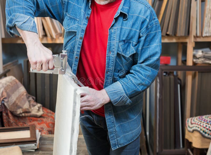 Closeup of an Artist S Hands Crafting Canvas Stock Photo - Image of ...