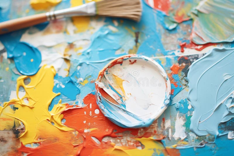 Closeup of Artists Paint Palette with Mixed Colors Stock Photo - Image ...