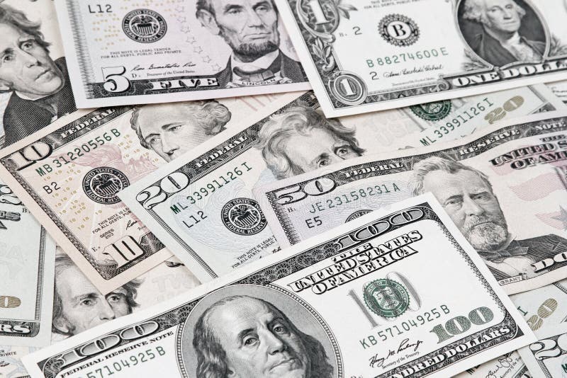 Assorted American Banknotes Stock Photo - Image of closeup, profit ...