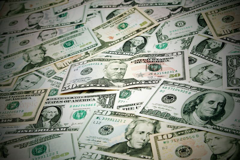 Assorted American Banknotes Stock Photo - Image of closeup, profit ...