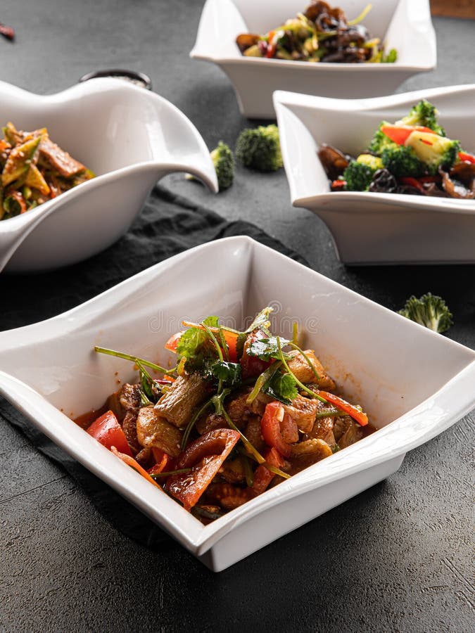 Assorted Asian Chinese Salad Portions Stock Image - Image of closeup ...