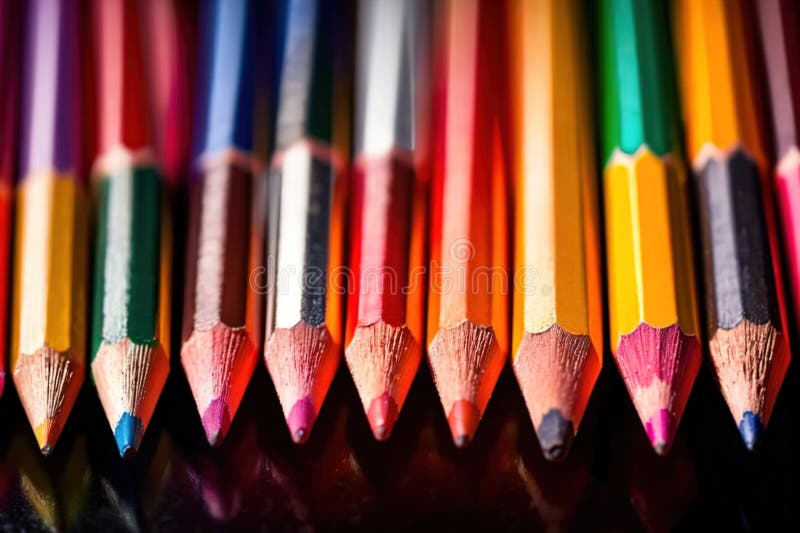 Closeup of Assorted Color Rainbow Pencils Showing Diversity in Coloring ...